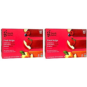 Fruit Strips Wild Berry Strawberry and Apricot Leathers Healthy Snack Made with Real Berry Puree Concentrate Good and Gather Variety Pack 48 Strips Pack of 2