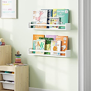 Wallniture Utah 24" Bookshelf for Kids Room Decor, White Floating Shelves for Kitchen, Bathroom Storage Set of 2