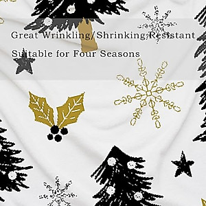 DreamBay Throw Blanket for Couch Sofa Bed Christmas Tree Holly Snow Lightweight Blankets for Home Office Camping Travel Cozy Blanket 50x60 inches Washable