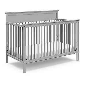 Storkcraft Carmel 5-in-1 Convertible Crib (Pebble Gray) - Converts from Baby Crib to Toddler Bed, Daybed and Full-Size Bed, Fits Standard Full-Size Crib Mattress, Adjustable Mattress Support Base