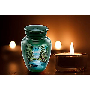 Deer Keepsake Urn, Deer Token Urn for Ashes, Hunting Urn, Mini Buck Urn, Hand Painted Memorial Mini Jar, Handmade Minature Forest Urn with Velvet Case & Bag (Keepsake)