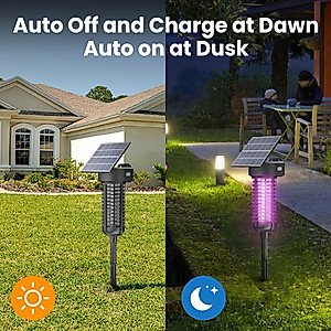 Solar Bug Zapper Outdoor Mosquito Trap Killer Mosquito Killer Lamp，Cordless & Rechargeable ，Fly Zapper Mosquito Catcher Lamp Decor Light for Patio Garden