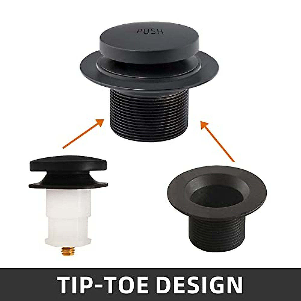 ZUAGCO Tub Drain Black - Tip Toe Bath Tub Drain Kit with Two-Hole Overflow Faceplate, Replacement Bathtub Drain Trim Set Assembly with Universal Fine Thread & Coarse Thread Matte Black
