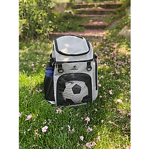 Dremzly Large Gray Adult Sports Gym Backpack for Men and Women with Ball Compartment for Basketball, Volleyball, Soccer, or Rugby