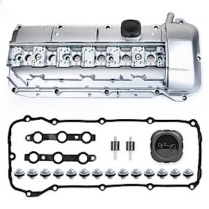 MITZONE Upgrade Aluminum Valve Cover Kit Compatible with 1998-08/2002 BMW Z3 323i 325i 328i 330i 525i 528i 530i X5 M52 M54 2.5L 2.8L 3.0L Part 11121432928
