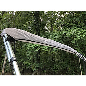 Cypress Rowe Outfitters Complete Bimini Top Kit, Frame, Canvas, Hardware, 10'L x 8'W Grey, 4 Bow, fits from 91"-96" Wide