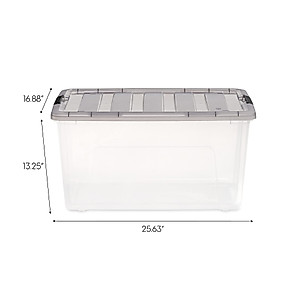 IRIS USA 72 Quart Stack & Pull Clear Storage Box, Gray, 3 Pack