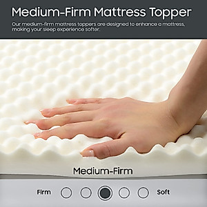 Nutan 1-inch Convoluted Egg Shell Design Mattress Topper | Orthopedic Support for Better Sleeping, Breathable and Soft Bed Toppers for Back Pain and Maintaining Proper Posture, Full, White