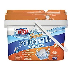 HTH 42034 Super 3" Chlorinating Tablets for Swimming Pools, 25 lbs