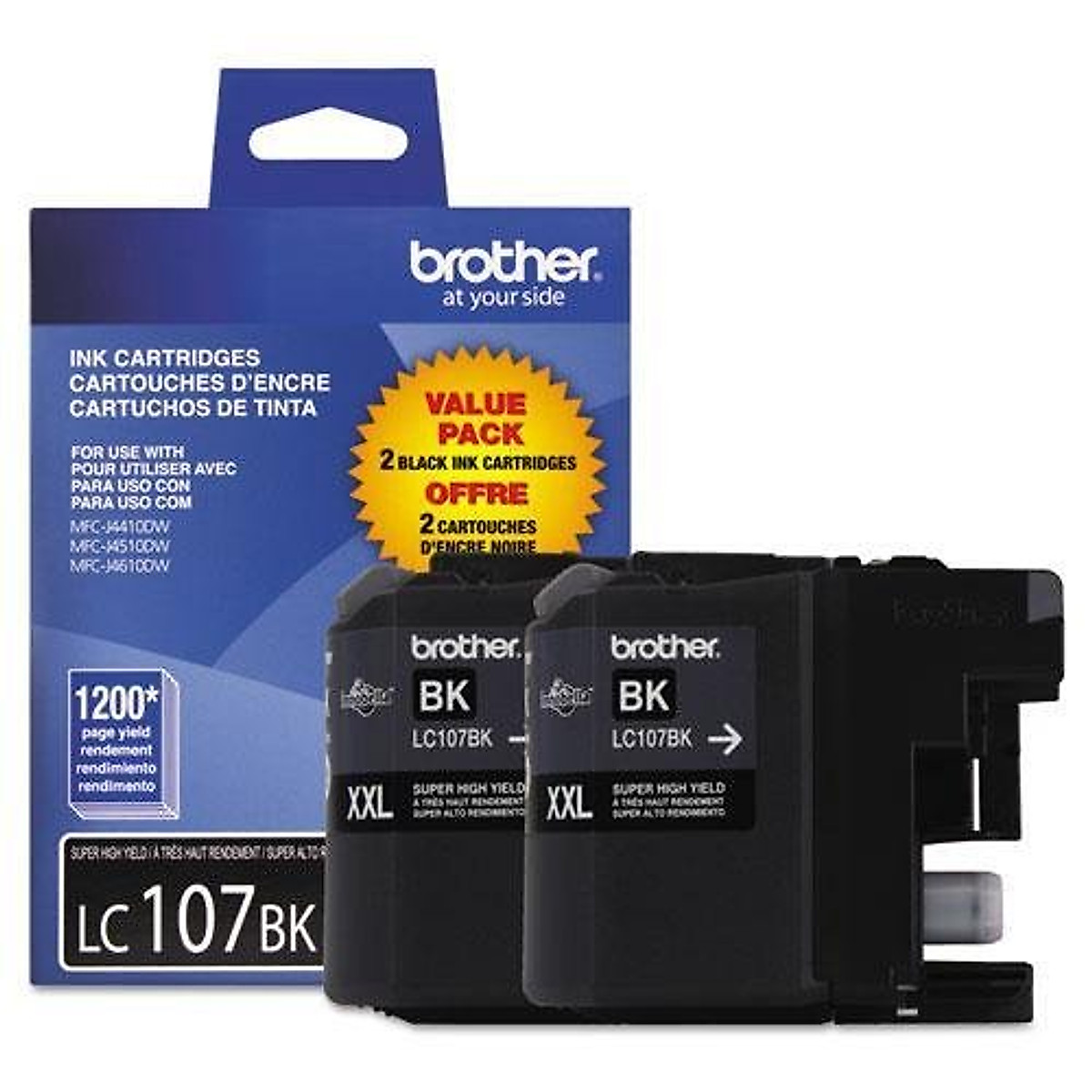 Brother LC1072PKS LC1072PKS, LC-107BK, Innobellla Super High-Yield Ink, 1200 Page-Yield, 2/Pk