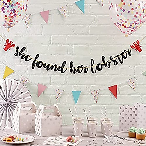 Halawawa Black Glitter She Found Her Lobster Banner - Bridal Shower/Bachelorette/Naughty Wedding/Engagement Party Decorations - Funny Friends Theme Bachelorette, Bridal Shower Party Decor