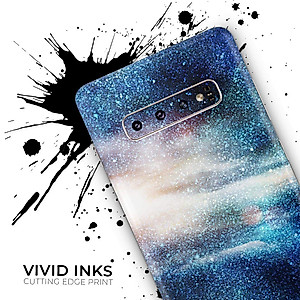 DesignSkinz Blue & Gold Glowing Star-Wave Protective Vinyl Decal Wrap Skin Cover Compatible with The Samsung Galaxy S20 (Screen Trim & Back Glass Skin)