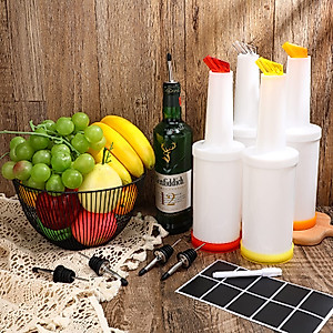 Juice Containers Bar Pour Tops Bar Supplies Plastic Liquor Bottle Pourers Juice Pour Bottle Dispenser for Bar Cooling Wine Pour for Store, 33 oz(White, Red, Yellow, Orange, 4 Pcs)