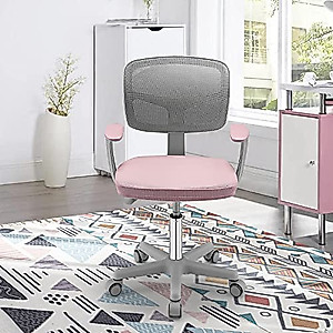 Giantex Kids Desk Chair, Height Adjustable Children Swivel Computer Chair with Y-Shaped Lumbar Support & Auto Sit-Locking Wheels, Mesh Kids Task Chair for Study, Boys Girls Aged 4-13, Pink