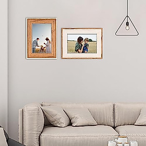 Autjvy 2.5x3.5 Picture Frame Set of 2, Modern Rustic Multi Picture Frames Natural Woodgrain Pattern Photo Frame with HD Real Glass, Vertical and Horizontal for Tabletop and Wall Mounting Display. (2 Pack)