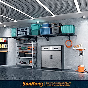 Sanhang 2Pack 1.64x4ft Garage Storage Rack, for Garage, Storage Room Wall Mounted Shelf (Black)