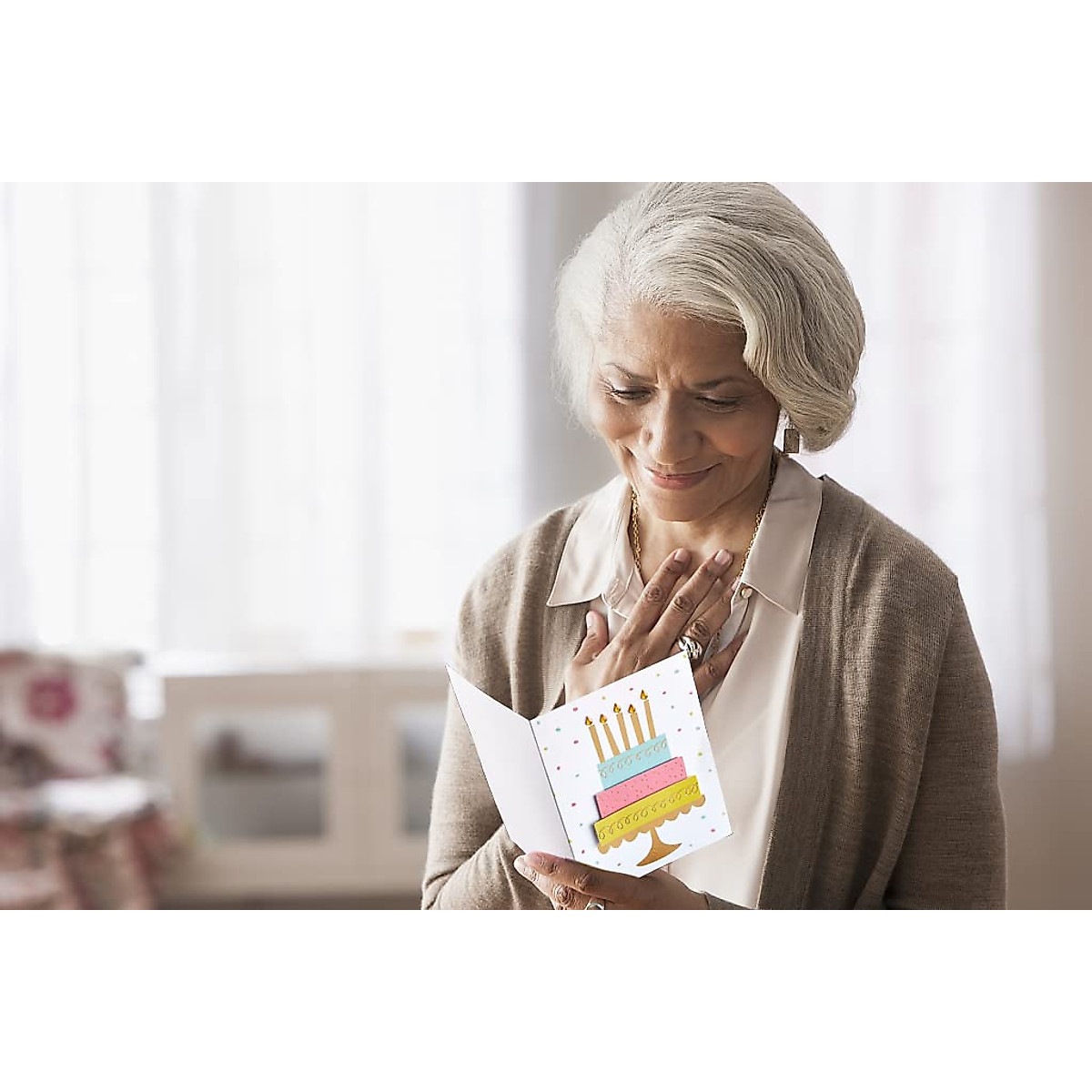 ACBOWE Happy Birthday Card for Woman, Handmade 3D Birthday Cake Birthday Card for Mom with Pink Envelopes and Golden Embossed Fireproof Paint Seal Sticker. 4.75'' x 6.75''