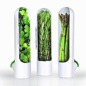 UEOZ Fresh Herb Keeper, Herb Saver for Refrigerator, Herb Saver, Herb Storage Containers for Refrigerator, Mint, Parsley, Asparagus, Keeps Greens Fresh for 2-3 Weeks (3PCS)