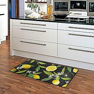 Blueangle Lemon Flower Pattern Professional Grade Anti-Fatigue Kitchen & Office Comfort Mat, 20x39, Non-Slip Bottom