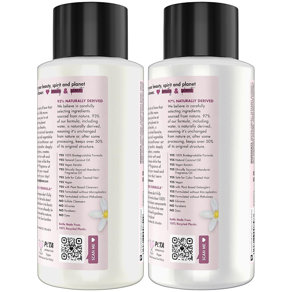 Love Beauty And Planet Planet Shampoo and Conditioner, Vegan Keratin & Sun-Kissed Mandarin - Sulfate-Free Shampoo & Conditioner, Clarifying, Hydrating, Shiny Hair Products, Scented, 13.5 Oz