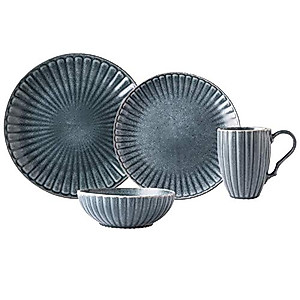 GagalU Dinner Set,Porcelain Dinnerware Sets, Retro Style Three-Dimensional Relief Cereals Bowls and Steak Plates Sets | 22 Pieces Ceramics Dinner Combination Set with Mug