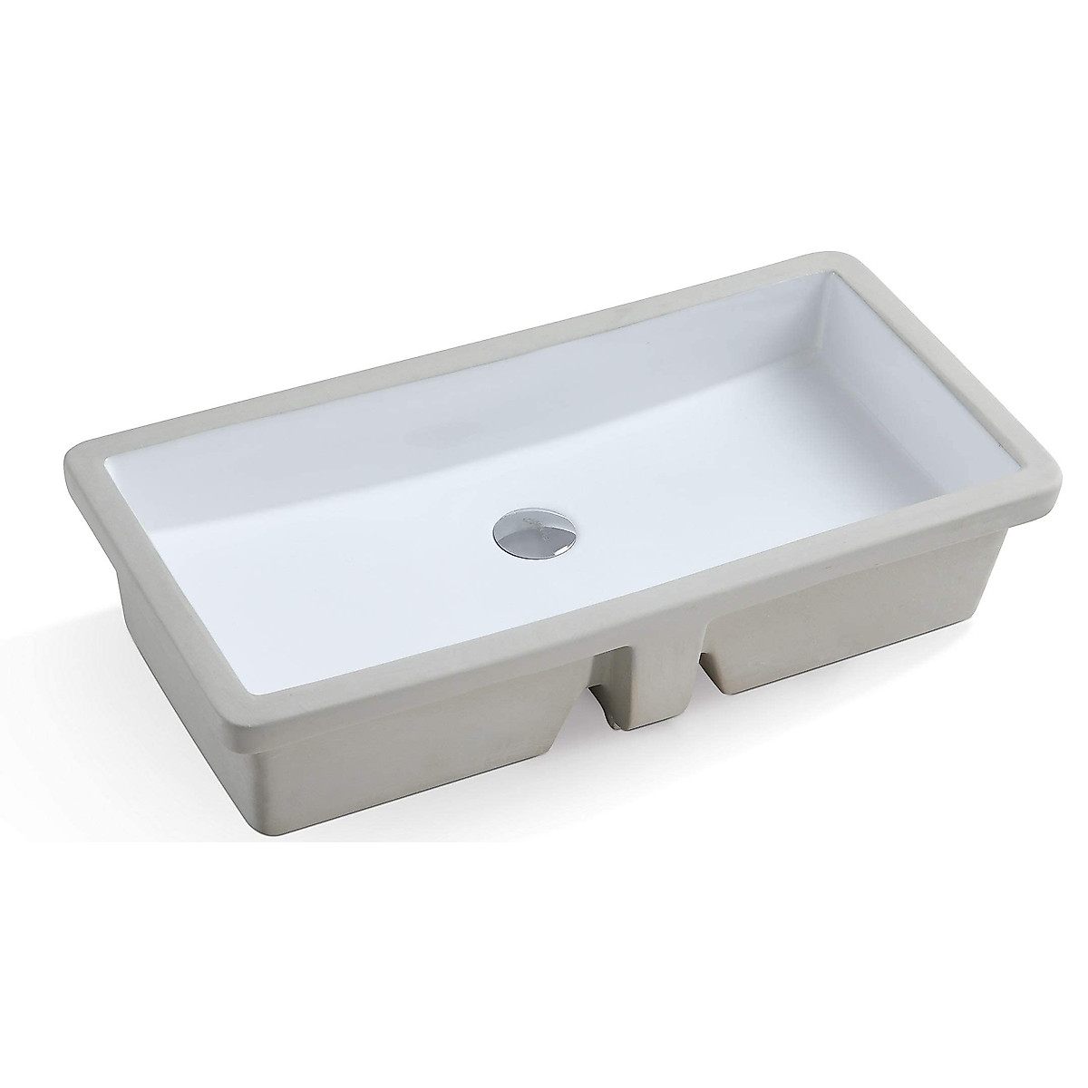 KINGSMAN Rectrangle Undermount Vitreous Ceramic Lavatory Vanity Bathroom Sink Pure White (27.9 Inch with Pop-up Drain)