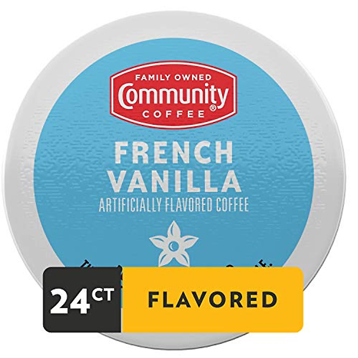 Community Coffee Medium Roast Single Serve Box, French Vanilla Flavored, 24 Count