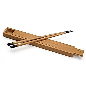 New Bamboo Lacquered Chopsticks Black or Red Tipped with Case Japanese Style (Black) by Brand new