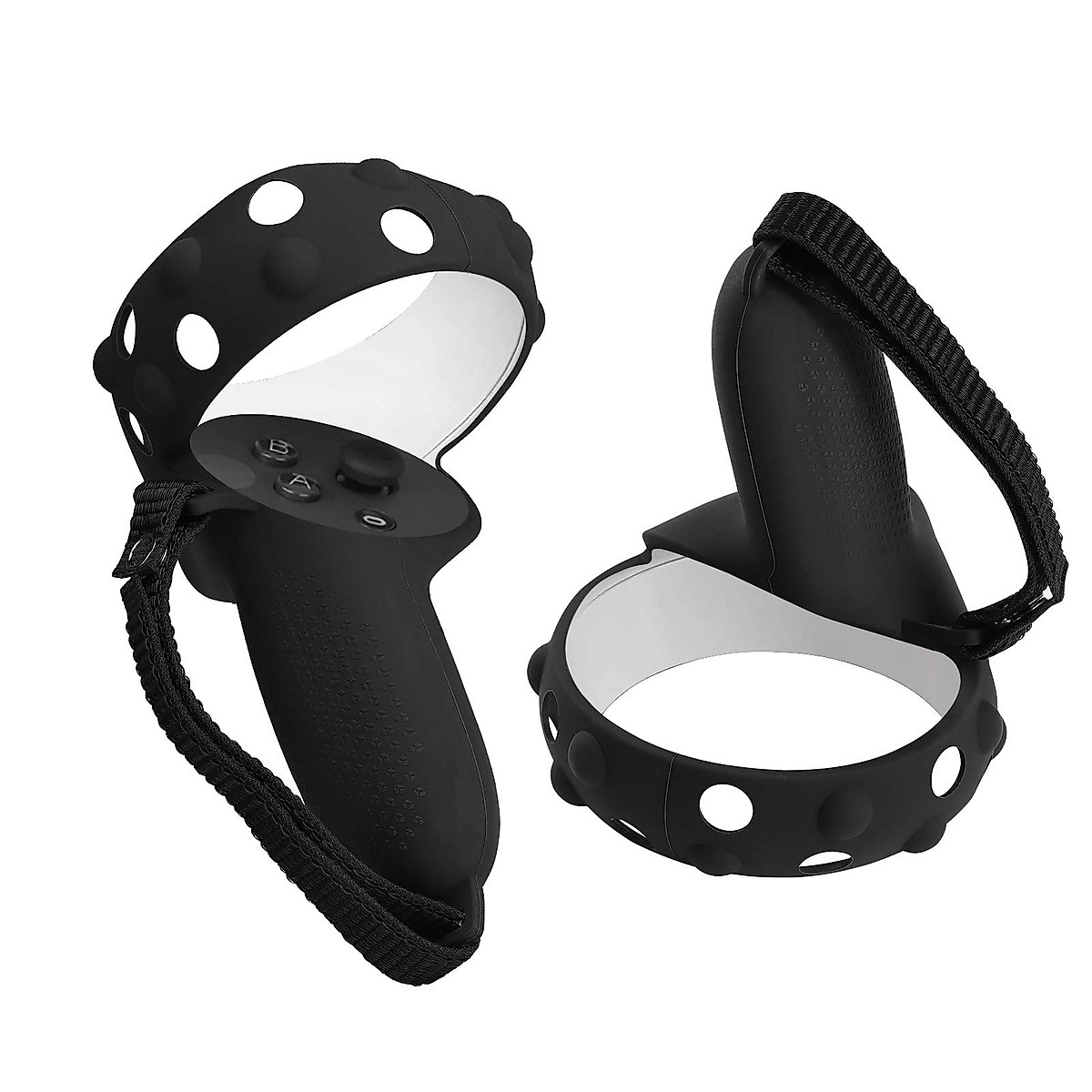 NANW Touch Controller Grip Cover Compatible with Oculus Quest 2, Handle Elastic Knuckle Silicone Straps Protective Skin Case Anti-Throw Handle Protective Sleeve for Quest 2-Black