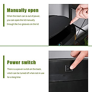 Lucky Shop 13 Gallon Kitchen Trash Can Automatic Garbage Can, Stainless Steel Waste Bin with Lid, Electronic Touch Free Motion Sensor High-Capacity Brushed Metal for Indoor, Black GL-TC-1350R-Black