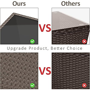 FIZZEEY Outdoor Side Table - Outdoor Wicker End Side Tables for Patio with Storage Shelf, Brown