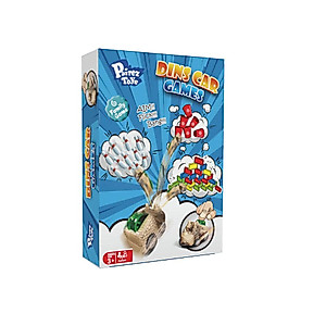 3 in 1 Mini Dino Car Game, Dominoes, Bowling Balls, Stacking Cups & Dinosaur Vehicles Targeting Board Games, Desktop Toys Play Set for Family & Party