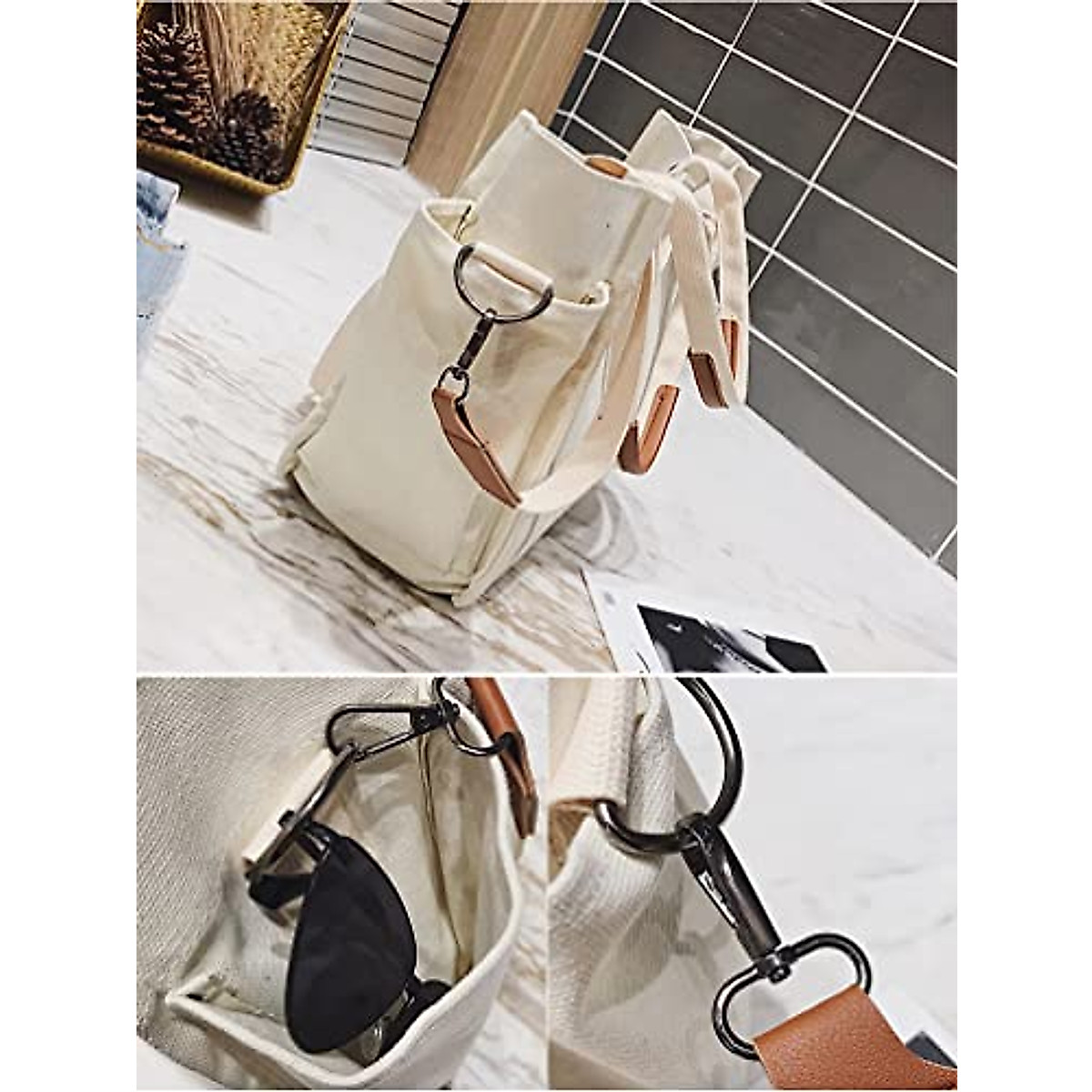 Canvas Tote Bag for Women Large Capacity Shoulder Bag Aesthetic Purses Handbags with Multiple Pockets