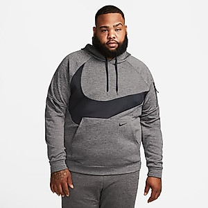 Nike Therma-FIT Men's Pullover Fitness Hoodie, (Small, Charcoal Heather/Dark Smoke)