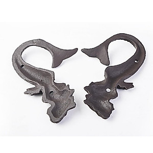 UVKDEENK 2pcs Mermaid Hooks, Wall Mounted Clothes Hooks, Heavy Duty Animal Iron Hooks, Personalized Hooks for Bathroom, Locker, Living Room, Garden, Outdoor, Park, Hallway, Office, Towel, Coat