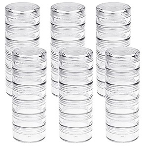 6 Sets 6 Layer Stackable Plastic Containers, Fengek 10G/10ML Clear Cosmetic Storage Box Round Organizer Jars for Beads, Buttons, Small Jewelry Findings
