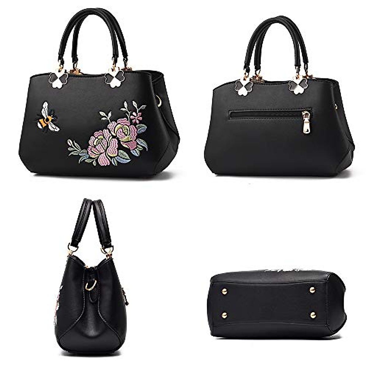 ELDA Small Satchel Bags For Women Crossbody Embroidery Top Handle Handbags Ladies Shoulder Purse