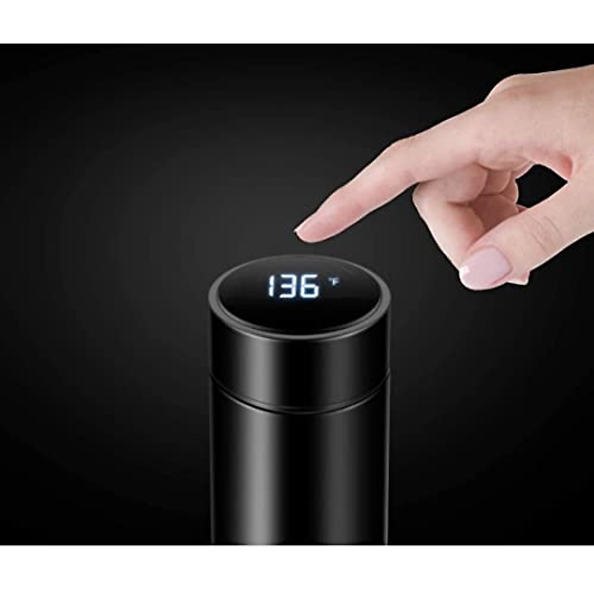 Coffee thermos,Coffee Digital bottle,Tea Infuser Bottle,Smart Sports Water Bottle with LED Temperature Display,Double Wall Vacuum Insulated Water Bottle, Stay Hot for 12Hrs,Cold for 24 Hrs (Black)