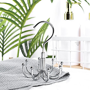 HAKDAY Belt Hangers Silver, Rotatable Belt Rack Closet Organizer,Maximum 48 Storage Capacity,Hanging Holder Storage Hook for Belt,Bra,Tank Top,Tie,Scarf,Purse(Silver，2pcs)