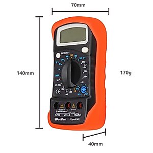 WeePro Vpro850L Digital Multimeter DC AC Voltmeter, Ohm Volt Amp Test Meter, Electric Tester Ohmmeter with Diode and Continuity Detector, Backlit Display and Insulated Rubber Case Kickstand