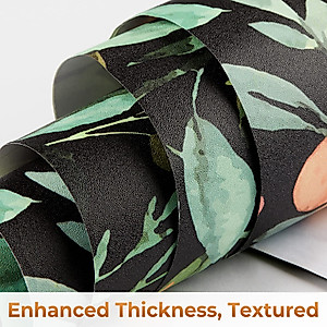 Beautysaid Wallpaper Peel and Stick Floral：Boho Textured Wall Paper for Bedroom Bathroom Renter Friendly Waterproof Pink Watercolor Modern Wallpaper for Kitchen Cabinet(Black,17.5x118 inch)