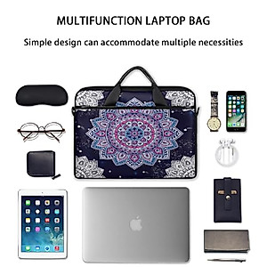 Floral Ethnic Mandala Laptop Computer Bag Waterproof Shoulder Messenger Bag 13-15 inch Durable Laptop Tote Bag with Shoulder Strap Handle Lightweight Crossbody Briefcase
