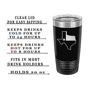 Rogue River Tactical Funny Texas Flag 20 Oz. Stainless Steel Travel Tumbler Mug Cup w/Lid Vacuum Insulated Hot or Cold (Black)