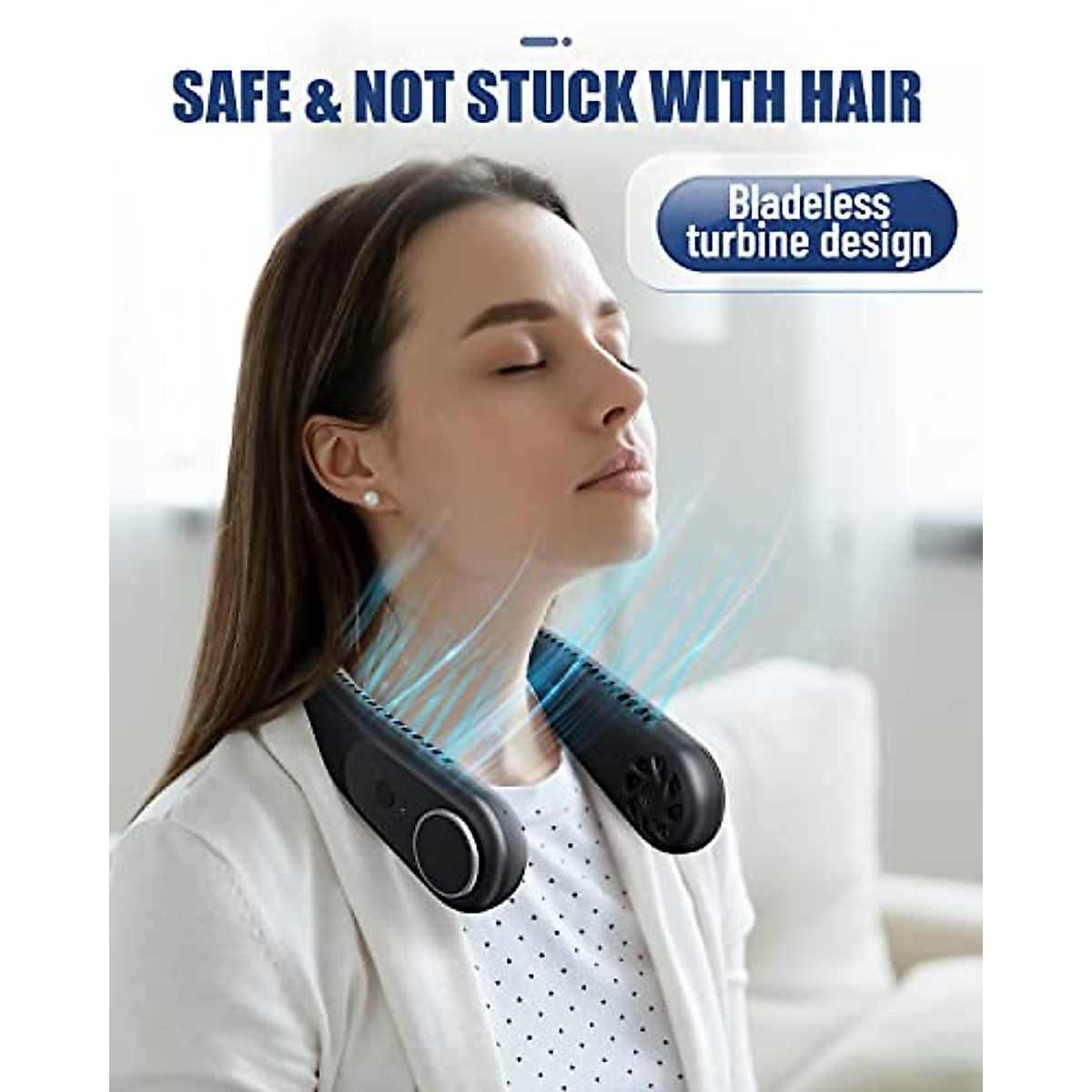 RIYA Bladeless Neck Fan - 5200mAh Personal Portable Air Conditioner - 360° Cooling Wearable Fan - Low Noise, Up to 20Hrs Rechargeable Battery for Travel Outdoor, Camping, Office