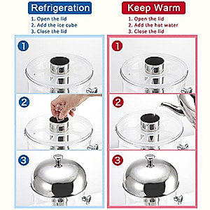 FIPUEN Single Beverage Dispenser, 2Gal/8L Stainless Steel Drink Dispenser, Juice Dispenser With Drip Trays, Central Cube for Insulation/Heating/Cooling, Suitable for Restaurant Home Hotel Party Bar