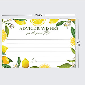 Lemon Theme Advice and Wishes Cards, Set of 50, Advice Cards for Bridal Shower, Bridal Shower Advice Cards