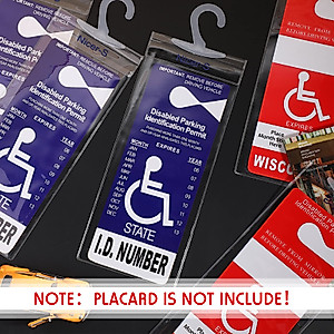 6 Pieces Handicap Parking Placard Holder Transparent PVC Disabled Parking Permit Placard Protectors 11.8 x 5 Inch Handicap Card Holder Placard Protective Holder Cover with Large Hanger (6)