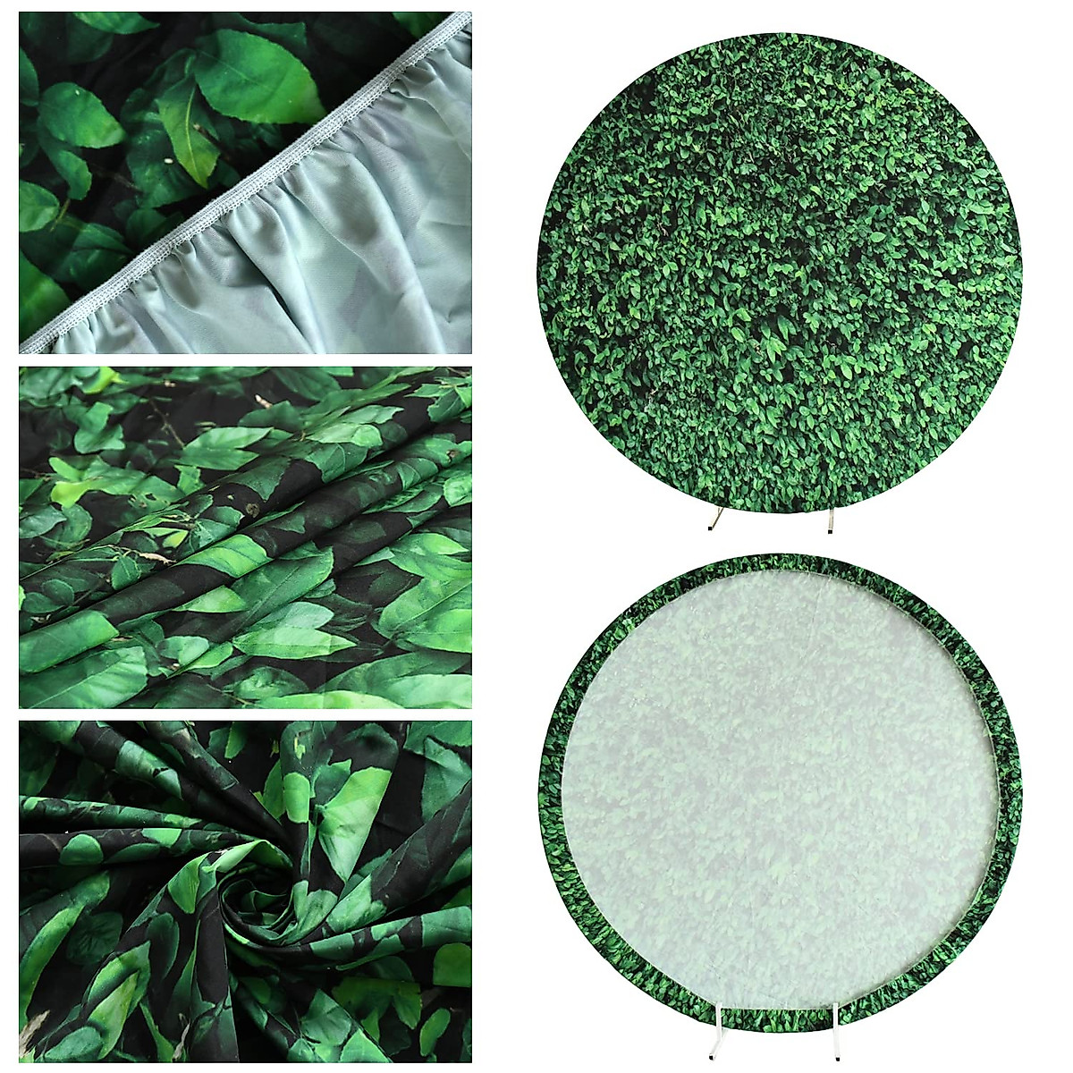 Leowefowa Greenery Round Backdrop Cover Green Leaves Round Backdrop 7.2ft Grass Backdrop Wall Circle Backdrop Stand Cover Safari Baby Shower Bridal Shower Wedding Anniversary Party Supplies Photo Prop