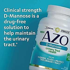 AZO D-Mannose Urinary Tract Health, Cleanse, Flush & Protect The Urinary Tract*, #1 Pharmacist Recommended Brand, Clinical Strength, Non-GMO, 120 Count