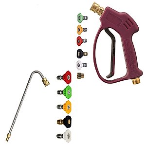 M MINGLE Pressure Washer Gutter Cleaner Attachment, Short Pressure Washer Gun for Hot and Cold Water, 10 Nozzle Tips